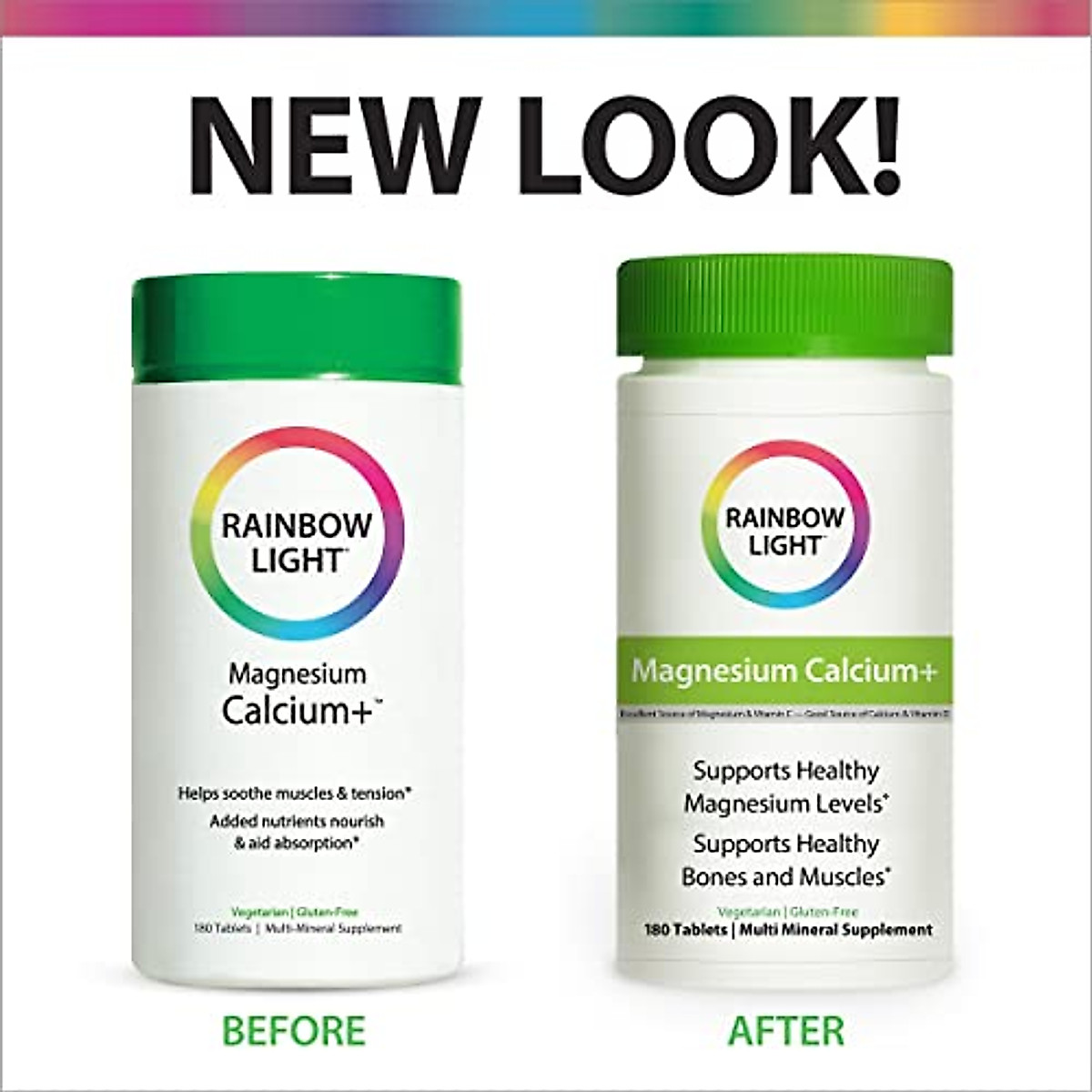 Rainbow Light Magnesium Calcium + Food Based Tablets 180 tablets