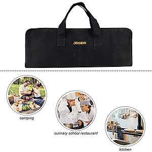 JOINDO Water Resistant Waxed Canvas Knife Bag with Durable Zipper, 5 Slots Professional Chef Knife Roll Bag with Handle, Heavy Duty Knives Pouch, 1 Pack