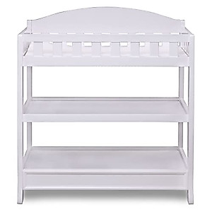 Delta Children Heartland 4-in-1 Convertible Crib Infant Changing Table with Pad + Serta Perfect Start Crib Mattress, Bianca White