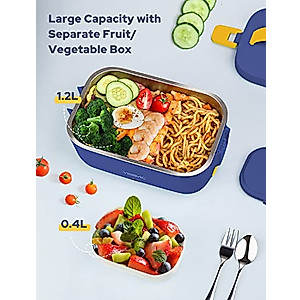 YISSVIC Electric Lunch Box Food Heater for Car and Truck,Portable Food Warmer Heater for Work 3 in 1 for 12V 24V 110V Heated Lunch Box with Removable Stainless Steel Container Upgraded Version