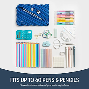ZIPIT Monster Large Pencil Case for Boys | Pencil Pouch for School, College and Office | Pencil Bag for Kids (Blue)