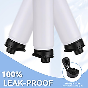 HASLE OUTFITTERS Insulated Water Bottle 22 oz Double Wall Stainless Steel Water Bottle Wide Mouth with Straw Lid & Spout Lid Keeps Cold or Hot(White,1)