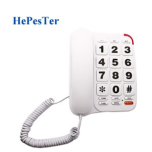 Elderly Phones for Seniors, HePesTer P-46 Amplified Corded Phone for Hearing Impaired Extra Large Button Phone with Loud Speakerphone for Elderly Home Landline Phones Visually Impaired Telephone