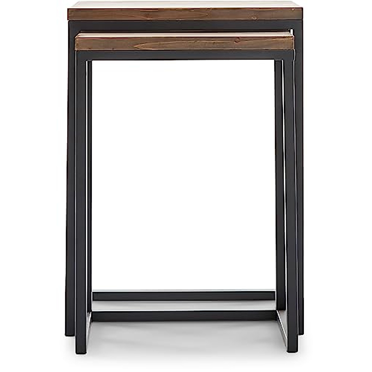 Amazon Brand – Stone & Beam Weston Wood & Metal Nesting Tables, Set of 2, Brown