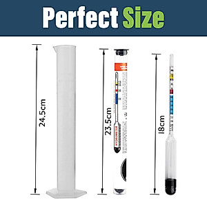 Hydrometer for Wine Making with 100 MM Hydrometer Alcohol Test Jar - Specific Gravity Hydrometer for Wine and Beer Making Testing Kit and Brewing Your Own Homebrew