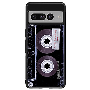 Cassette Tape Clear Black Personalized Black Rubber Phone Case Compatible With Google Pixel 8 Pro, 8a, 8, 7a, 7, 7 Pro, 6a, 6 Pro, 6, Pixel 5, 4a 5G, 4a 4G, Pixel 4, Pixel 4 XL, Pixel 3a, 3a XL