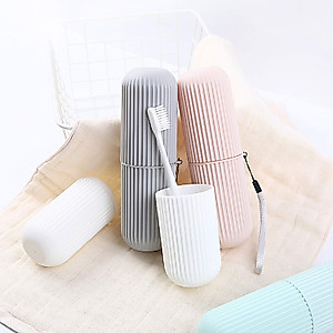 LONG TAO 4 Pcs Travel Toothbrush Case Portable Toothbrush Storage Box Toothbrush Travel Containers Wash Cup Holder Organizer for Trips and Daily Use (Green, Grey,Pink,White)