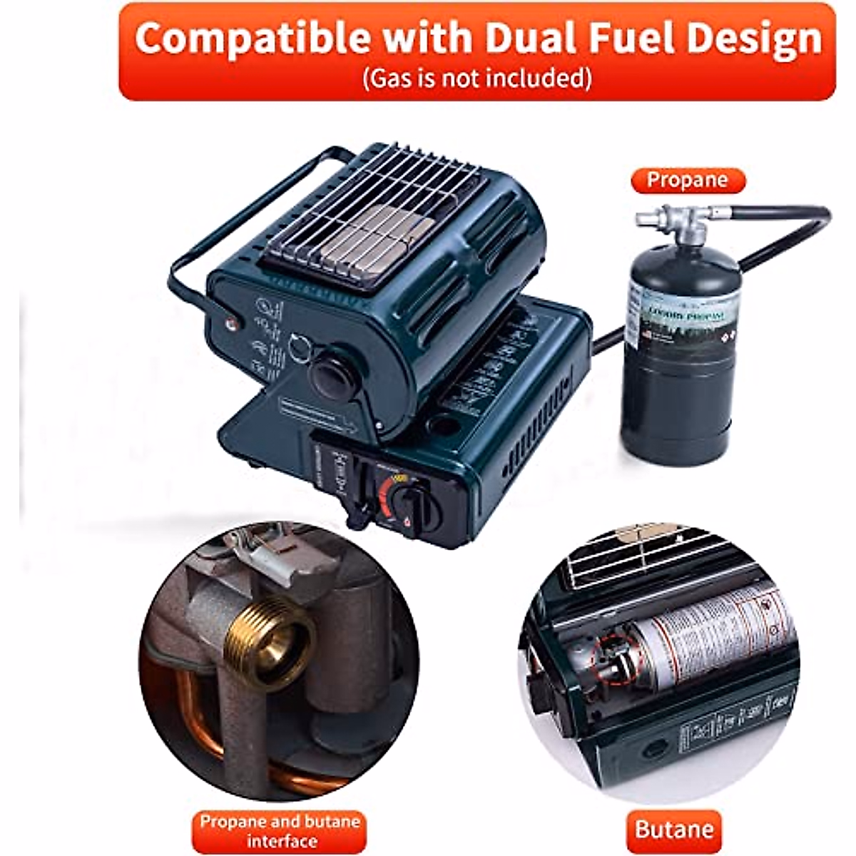 Hotaitai Outdoor Butane Heater Portable Propane Heater Adjustable Outdoor Gas Heaters with Convenient Handle for Ourdoor Camping Job Site Hunting and Tailgates CE Certified,Green…