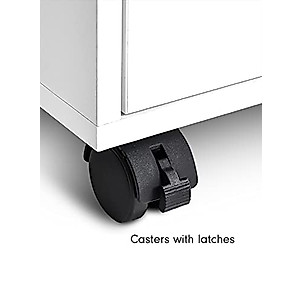 WOODWORTH 3 Drawers Storage Cabinet, Wooden Mobile Filing Cabinet for Mini Printer Stand, with Lockable Casters, for Home Office (3-Drawers, White)