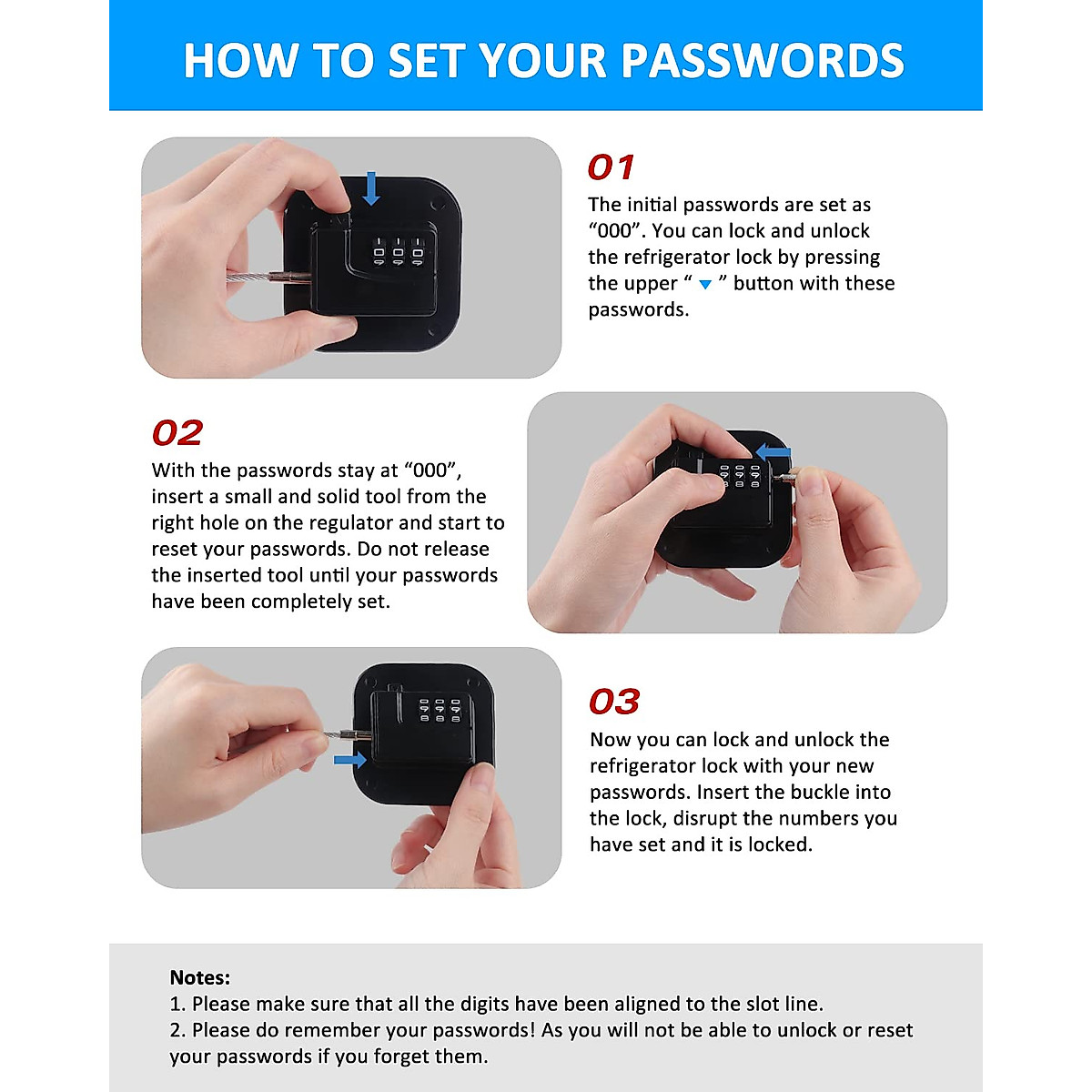 Cabinet Locks for Babies, Refrigerator Lock, 2 Pack DUOSI Fridge Lock Child Locks for Cabinets, Baby Proofing Safety Locks for Kitchen Cabinets and Drawers, Closets, Windows, Doors and More