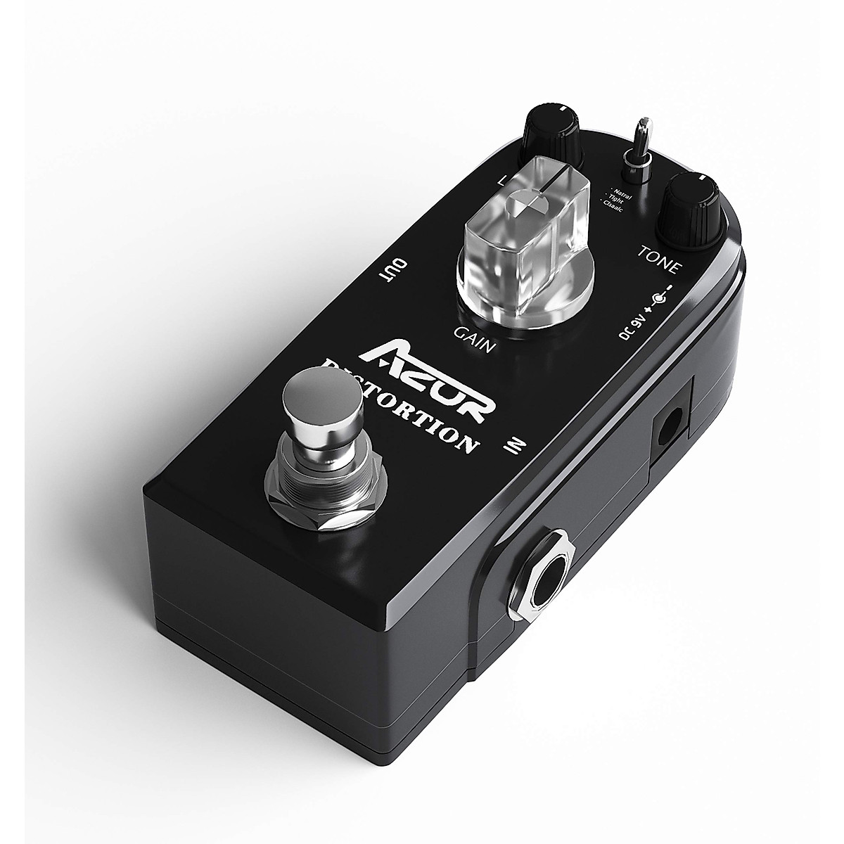 AZOR Distortion Guitar Effect Pedal 3 Modes Natural, Tight, Classic with Guitar Pedal Power Cable,9V Battery Clip Converter Power Cable