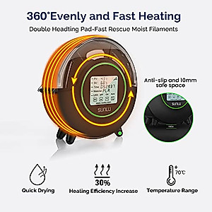 [Upgraded with Fan] SUNLU Filament Dryer Box S2 for 3D Printer Filament, Upgrade Filament Storage Dehydrator for PLA PETG ABS Nylon PA Filament 1.75 2.85 3.00mm, with Fan Edition for Quick Drying