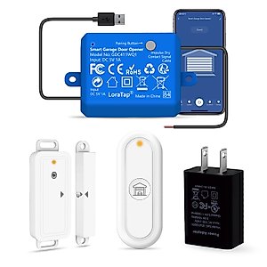 LoraTap Smart Garage Door Opener with Wireless Remote, Alexa & Google Assistant Compatible, Real-Time Alerts, Easy Installation