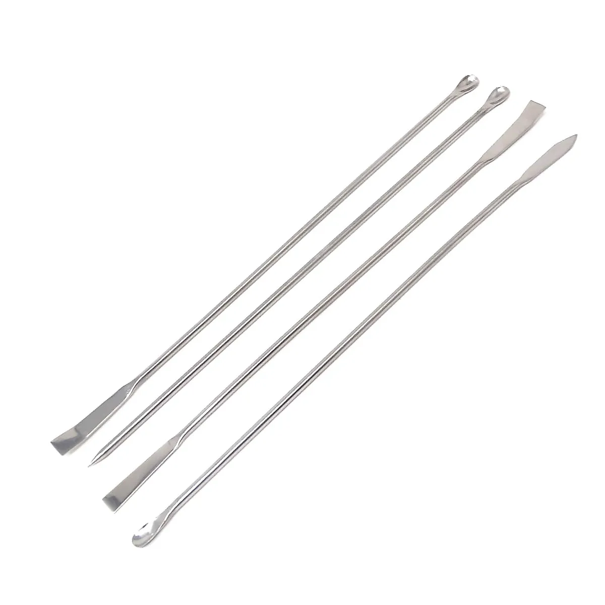 A2Z Scilab 4pc Stainless Steel Lab Spatula Micro Spoon Set, Double Ended Lab Mixing Reagent Spatulas - Long Sampling Spoon Scoop Tool Set Kit Laboratory Supplies for Experiments and Lab Use