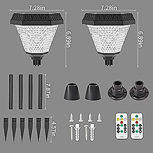 Gefolly Solar Pathway Lights Outdoor, Solar Post Lights IP66 Waterproof with 13 Color Lighting Modes, Solar Path Lights, Solar Powered Garden Lights for Yard, Walkway, Lawn Decorative -2 Pack