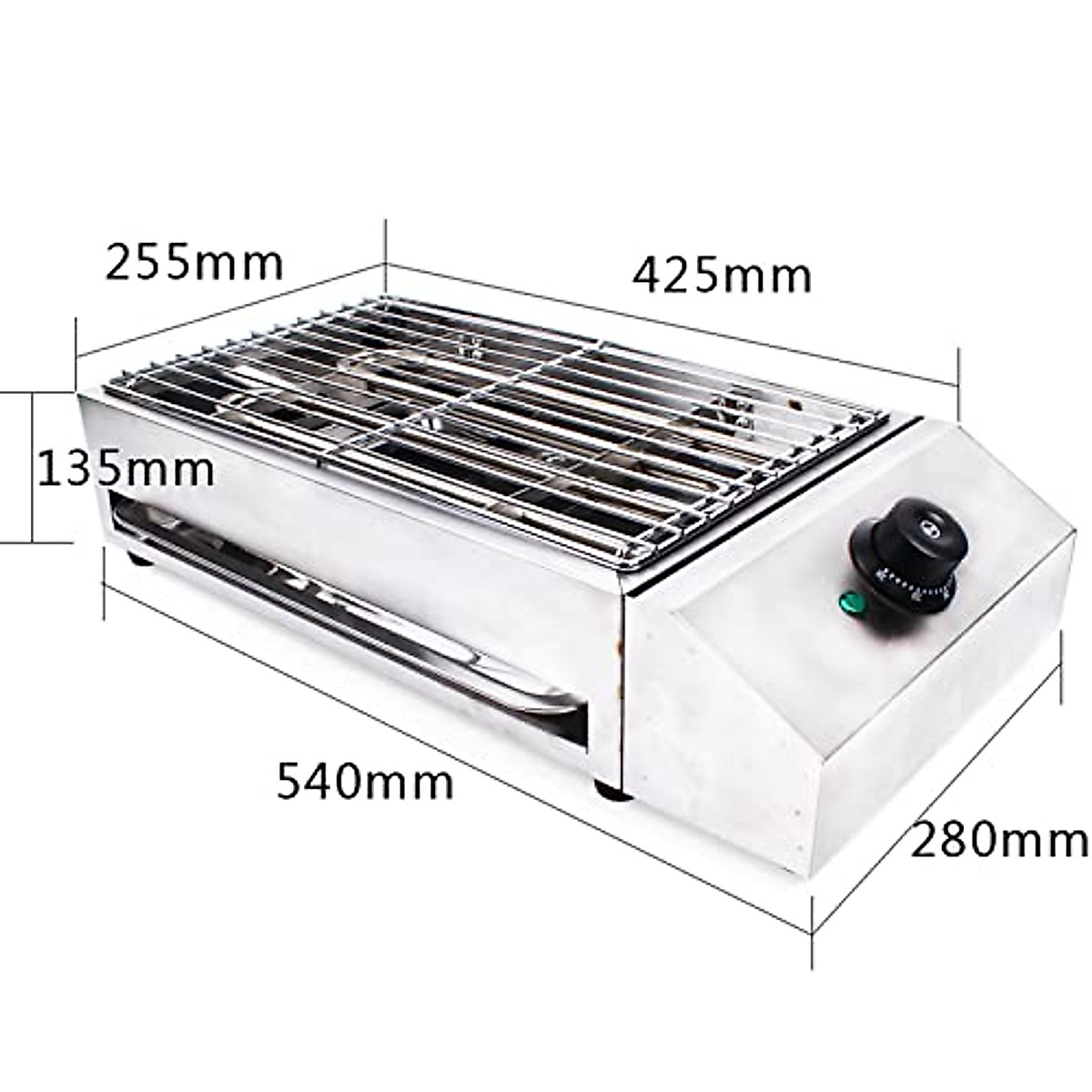 kitneed 110V 1800W Commercial Electric Grill, Steel Smokeless Smokeless Barbecue Grill, Portable Electric Grill Griddle with Grate & Oil Drip Tray for Courtyard Dinner, Outdoor, Party