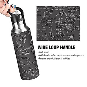 TropicalLife Insulated Water Bottle Education Math Formulas Water Bottle with Straw Stainless Steel Bottle Vacuum Insulated Tumblers for School Sports