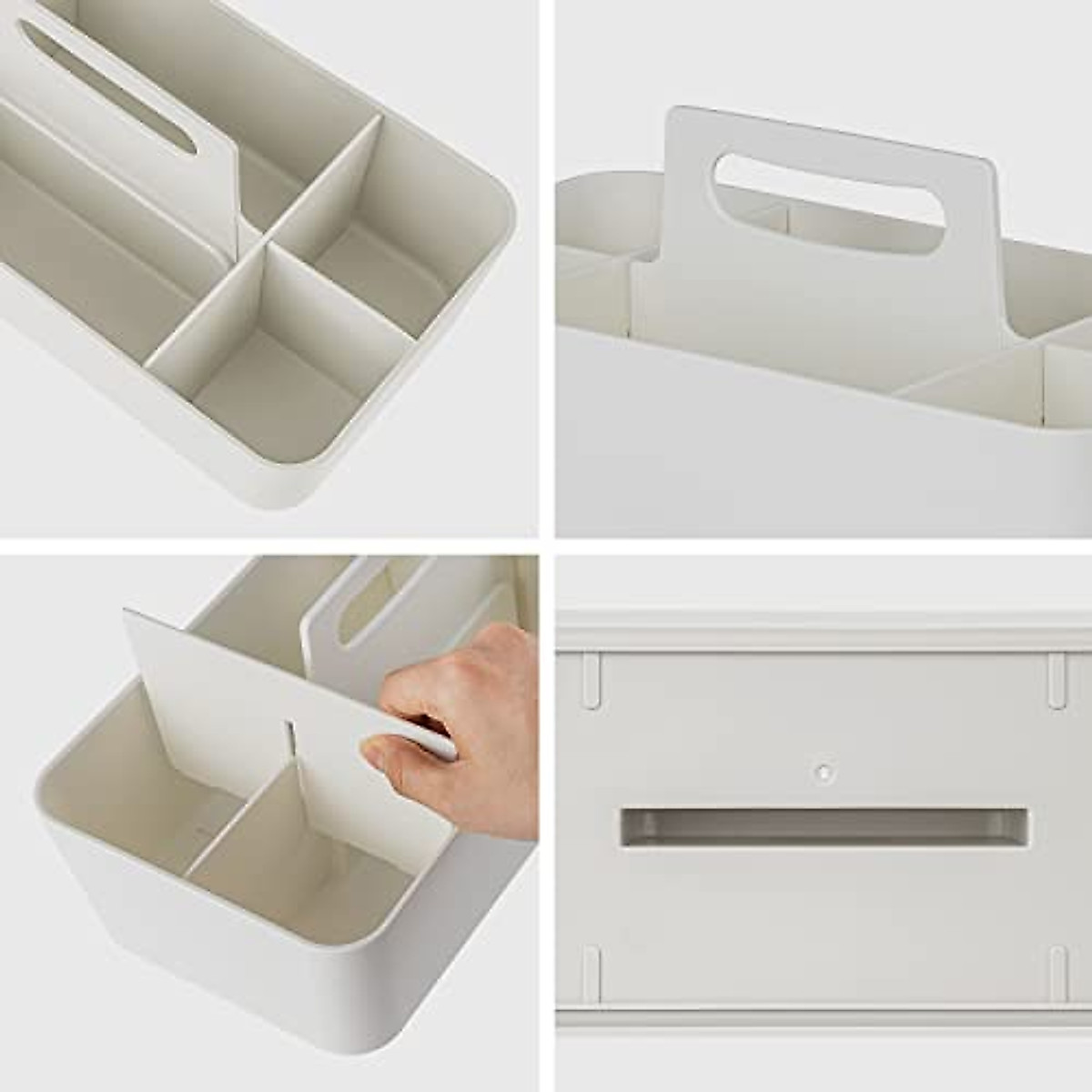 Carrotez Craft Storage Organizer, Craft Storage Containers, Caddy Tote Bin, Divided Plastic Organizer with Handle for Craft, Sewing, Art, Office Supplies, Multi Use, Stackable, Portable, White