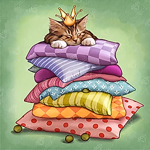 DIAMOND ART CLUB Princess and The Pea Kitty Diamond Painting Kit, Cat-Princess Diamond Canvas, Square 5D Diamond Art for Adults and Kids, 13" x 13" (33 x 33 cm)