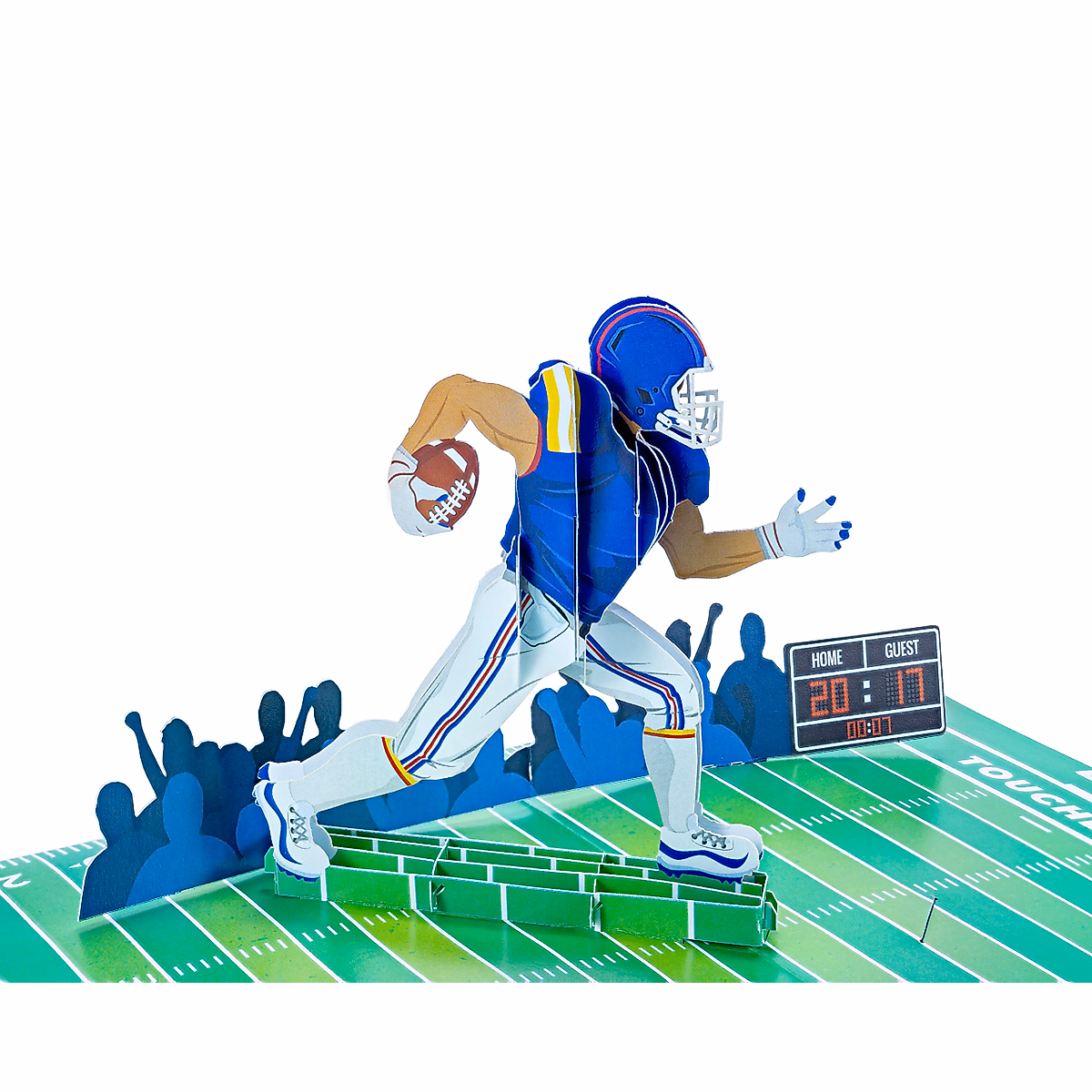 WOWPAPERART Touchdown Football Player - 3D Pop Up Greeting Card For All Occasions - Love, Birthday, Christmas - Personalized, Thick Envelope