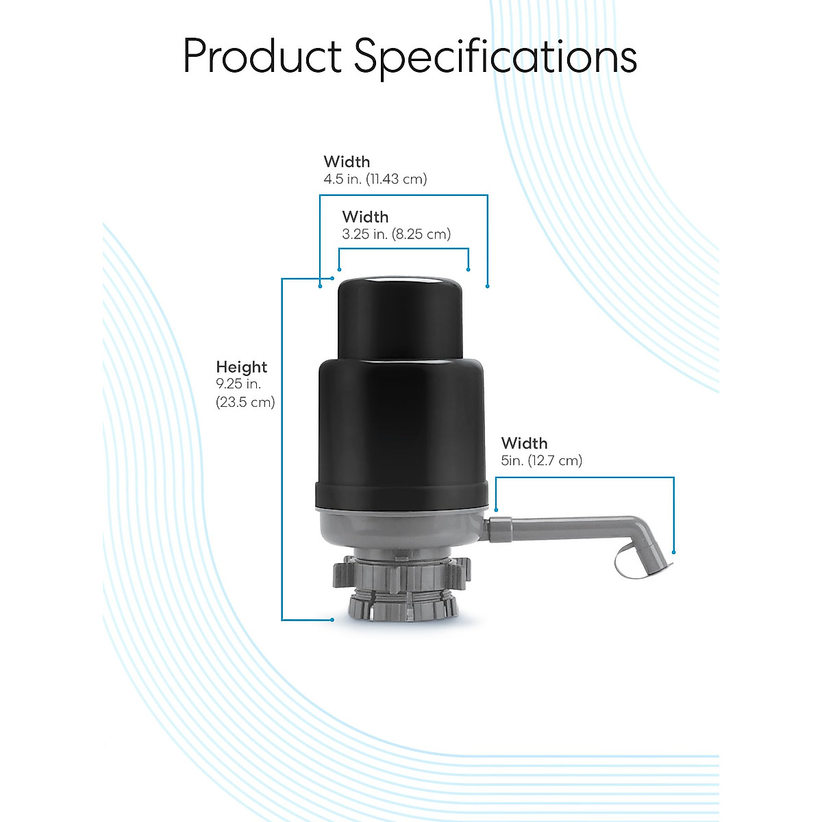 Brio-PU100 Universal Manual Drinking Water Pump - Fits Most 5-6 Gallon Water Bottles Including Glass (Grey/Black)