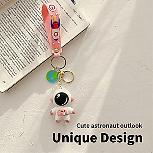 AIVYNA Cute Astronaut Airtag Loop Key Ring Silicone Case Compatible with Air Tag (Pink)