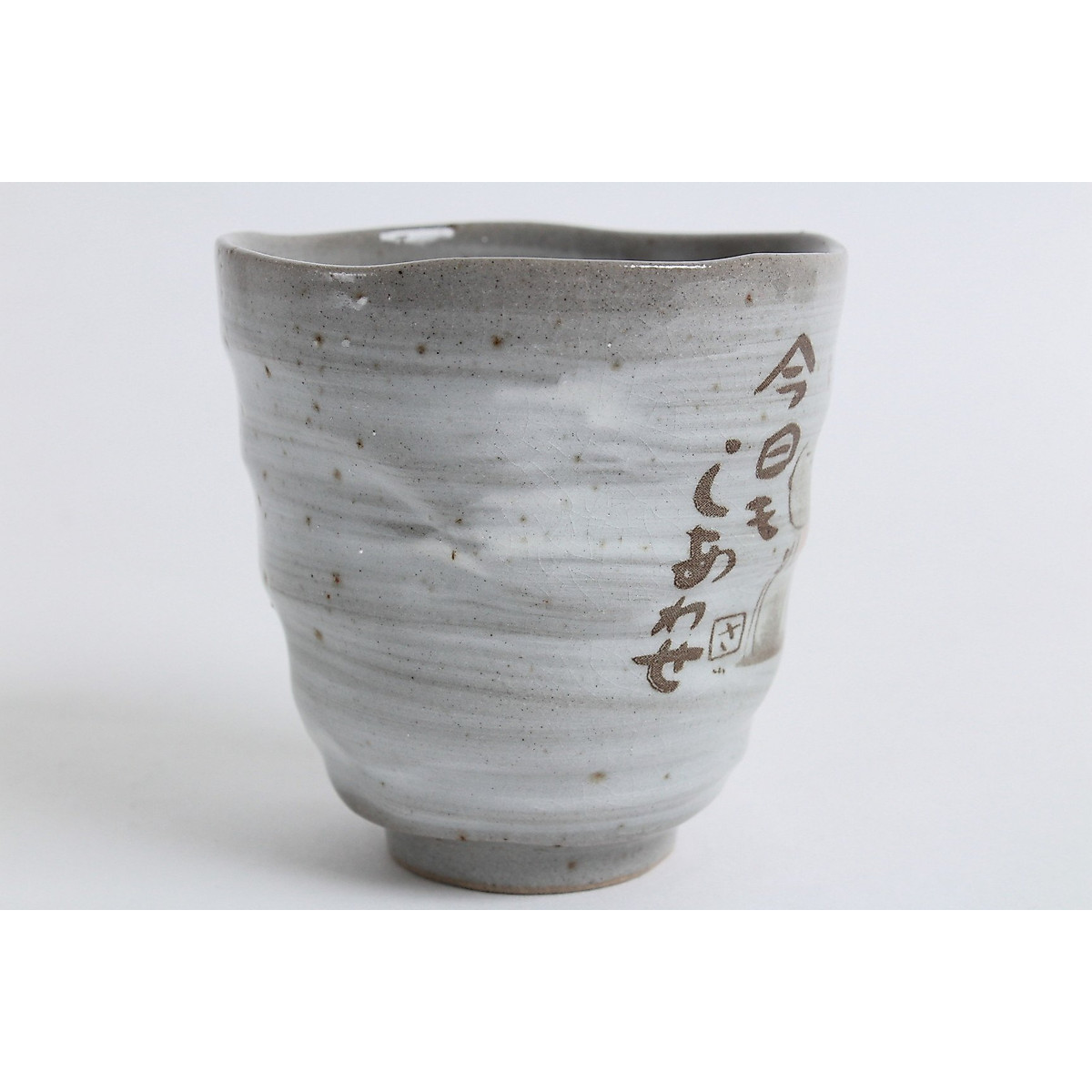 HlpiAMok Aeiniwer Mino ware Japanese Pottery Yunomi Chawan Tea Cup Jizo Stone Statues Gray Sanaegama made in Japan (Japan Import) KSY006