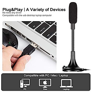 SGYD USB Microphone, PC Microphone with LED Indicator, Meeting MIC Speech Condenser Microphone for Computer/Laptop/Desktop/Windows/Mac, Record and Chat for YouTube, Sk,Podcasting,Gaming, Black