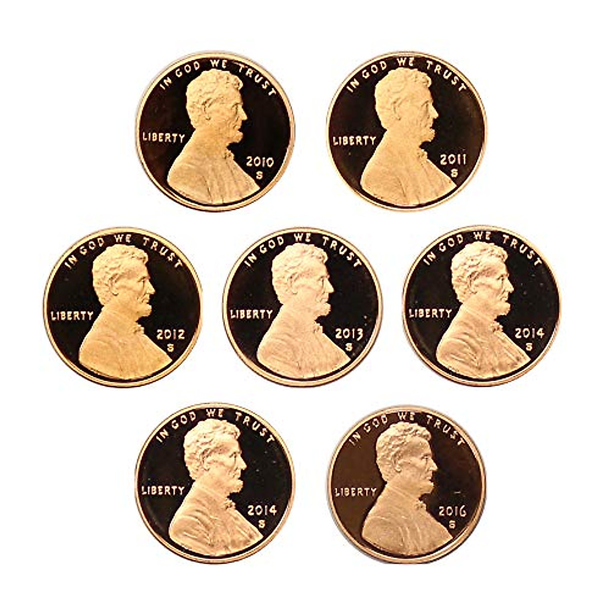 2010-2016 Proof Lincoln Shield Cent Run 7 Coin Set U.S.Mint