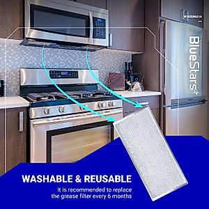 BlueStars 5-Pack W10208631A Microwave Grease Filter Replacement 5.78 x 12.91 Aluminum Mesh Screen Grease Filters - Compatible with Whirlpool G.E Microwaves