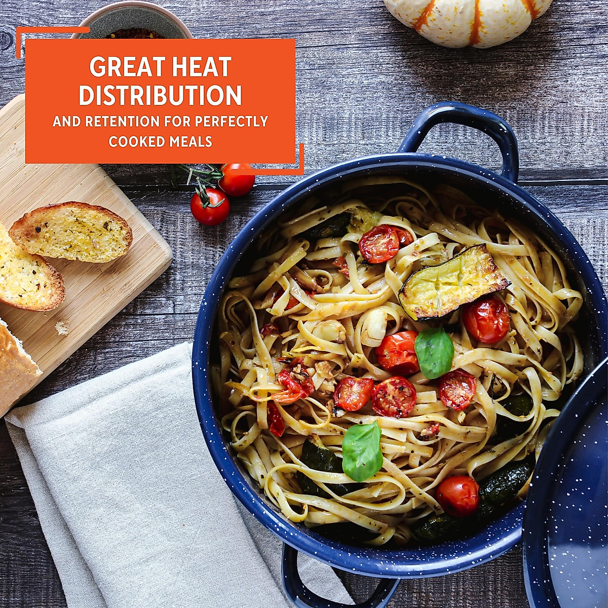 Iimusa Dutch Oven with Lid, 5 Quart, Blue