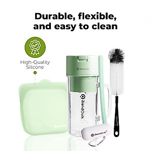 BlendQuik, Reusable Silicone Food Storage Bags, 1000 ml Capacity, Leak Proof Freezer Silicone Bags, Easy To Clean Reusable Travel Bag, Green