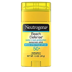 Neutrogena Beach Defense Water-Resistant Sunscreen Stick with Broad Spectrum SPF 50+, PABA-Free and Oxybenzone-Free, UVA/UVB Protection, Face & Body Sunscreen Stick, 1.5 oz