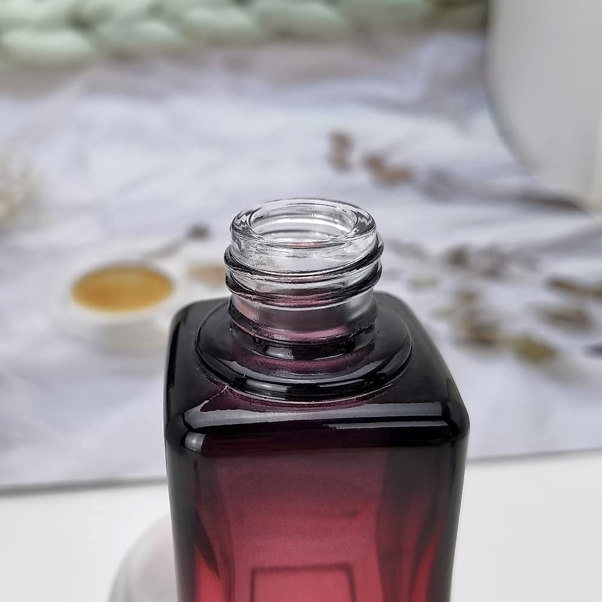 COSIDEA 6pcs Empty gradient Red Square 30ml / 1oz Glass dropper bottle for Serum essence oil bottles container packing