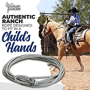 Colorado Saddlery Kid’s Silver Dot Rope Authentic Tough Durable Cowboy Rope Made Smaller for Youth Hands Great Practice Lasso Rope Kids Rope for Roping Dummy