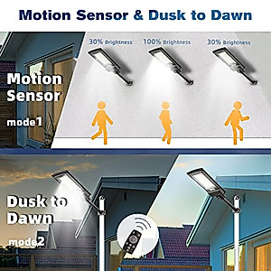 KingHe Solar Street Lights Outdoor Waterproof- 800W Dusk to Dawn Solar Parking Lot Lights,Security Flood Lights with Motion Sensor Control for Yard, Path, Garage,Home, Commercial Grade