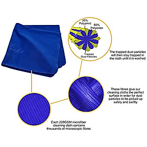 Ed Hicks 3 Large Premium Microfiber TV Screen Cleaning Cloths [12” x 12”] for Cleaner LCD LED OLED Screens, iPad, Laptop Computer | Storage Pouch | Chemical Free | Anti-Static | 1 Black 1 Blue 1 Grey