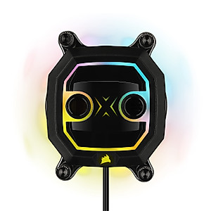 CORSAIR Hydro X Series XC5 RGB PRO CPU Water Block - AMD Socket AM5, AM4 - Copper Cold Plate - More Than 110 Micro-Cooling Fins - 16 Vivid RGB LEDs, Black