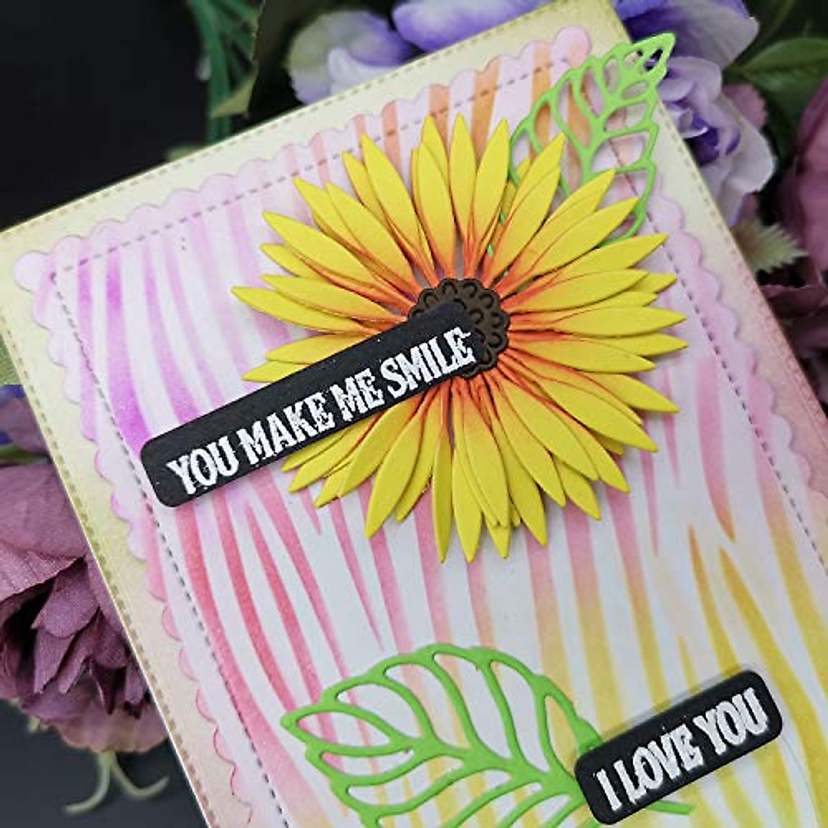 Alinacutle Sentiments Clear Stamps and Tag Die Set, Stripe Stamp Banner,Paper Craft Metal Die-Cuts,Scrapbooking Cutting