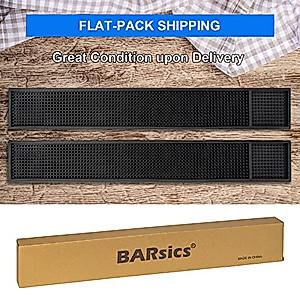 BARsics Rubber Bar Service Mat for Counter Top 24" x 3.5" (Black 3-Pack)