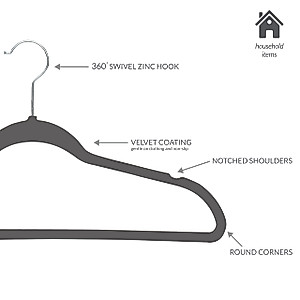 Simplify Slim Velvet Clothes Hangers | 25 Pack | Non-Slip | Shirts | Suit | Pants | Dresses | Garments | Closet Storage & Organization | Durable | Grey