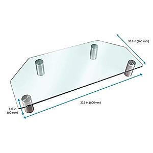 Monoprice Corner Multimedia Desktop Stand, Clear Glass 23.6" x 10.2" - Stand & Riser, Laptop Stand, Desktop TV Stand w/ Height Adjustable Legs