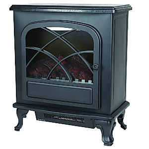 Infrared Electric Fireplace Stove Heater with Remote - L21.26 x W11.15 x H26.77 hes, Black