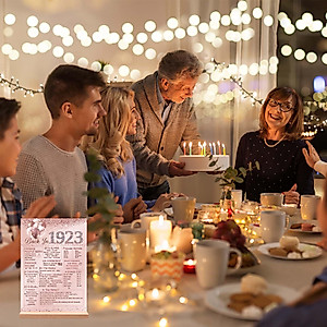 Vlipoeasn Pink 101st Birthday Anniversary Table Decoration 1923 Poster for Women, Rose Gold Back in 1923 Acrylic Table Sign with Wooden Stand, 101 Year Old Birthday Party Centerpieces Gift Supplies