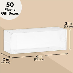 Juvale Clear Candy Gift Box, Transparent Boxes for Party Favors (2 x 2 x 6 In, 50 Pack)