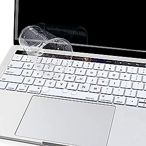 MOSISO Keyboard Cover Compatible with MacBook Pro with Touch Bar 13 and 15 inch 2019 2018 2017 2016 (Model: A2159, A1989, A1990, A1706, A1707), Silicone Skin Protector, White