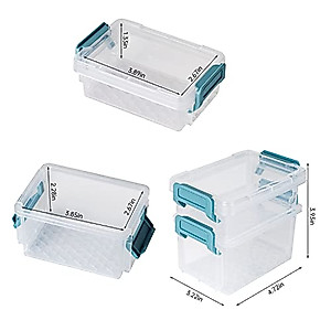 SIYOMG Small Plastic Box, 6 Pack 6 x 4.5 x 2.9 Inch Stackable Storage Bins with Lid, Clear Organizer Containers for Crafts, Jewelry, Sewing Classroom Home Supplies
