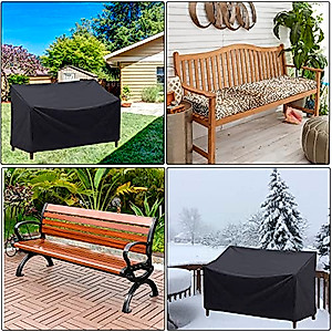 Outdoor Bench Cover Waterproof for 2-Seater Outside Garden Park Patio Loveseat Furniture Bench Covers 53L x 26W x 35H inch (Black)
