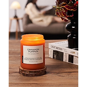 M&SENSE Cinnamon Pumpkin Scented Fall Candles, Double Wick Large Soy Natural Candles 19.4oz 110 Hours Long Lasting Slow Burning, Halloween Autumn Candle Gift Home Decor MSS603L07