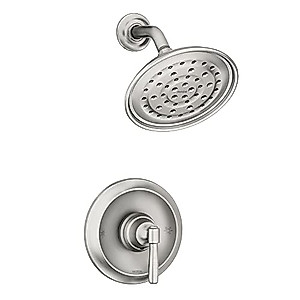 Moen Halle Spot Resist Brushed Nickel Shower Faucet Trim Set featuring Wide Showerhead and Shower Lever Handle with Posi-Temp Valve Included, 82971SRN